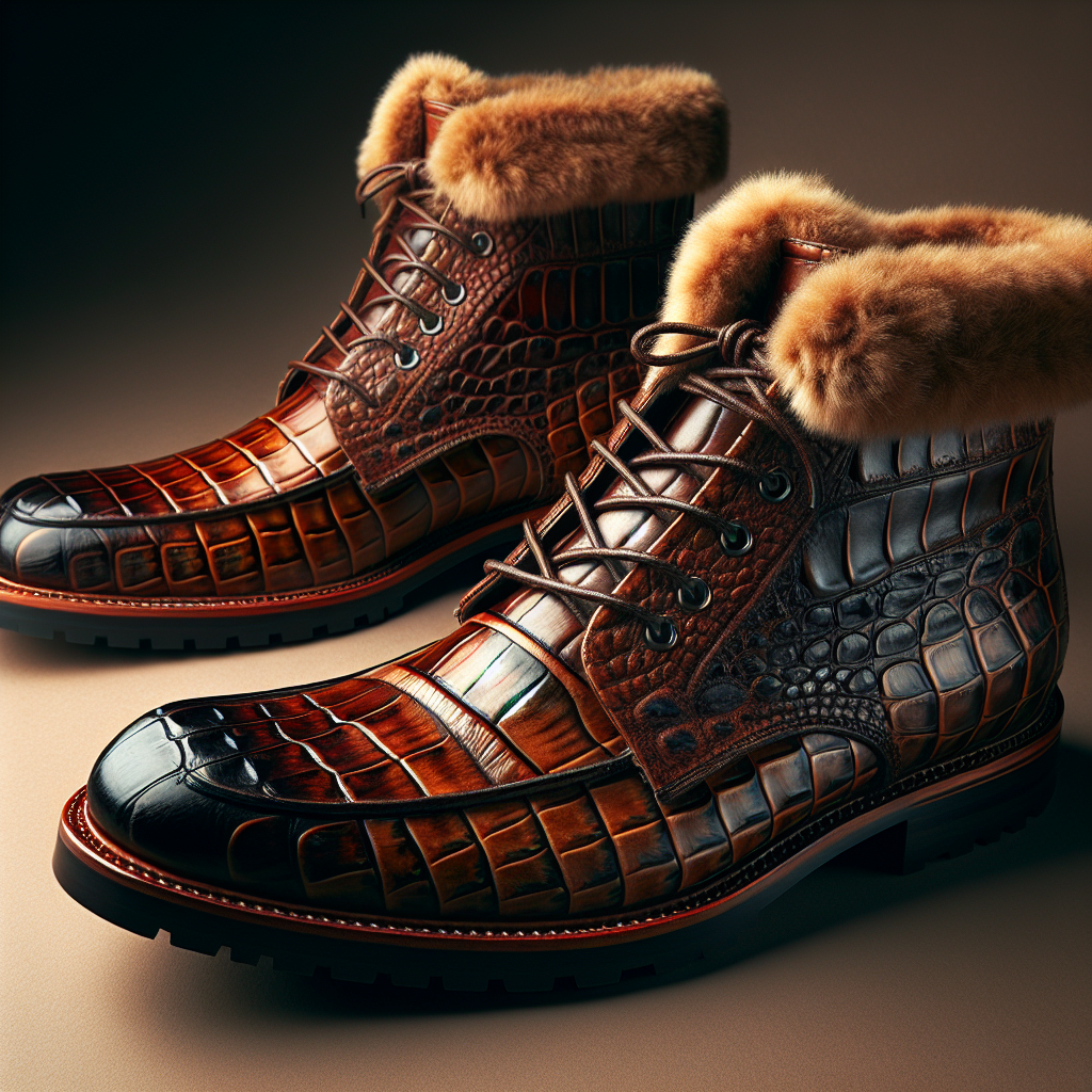 Expert Tips: Men's Alligator Chukka Boots with Warm Fur Lining ...